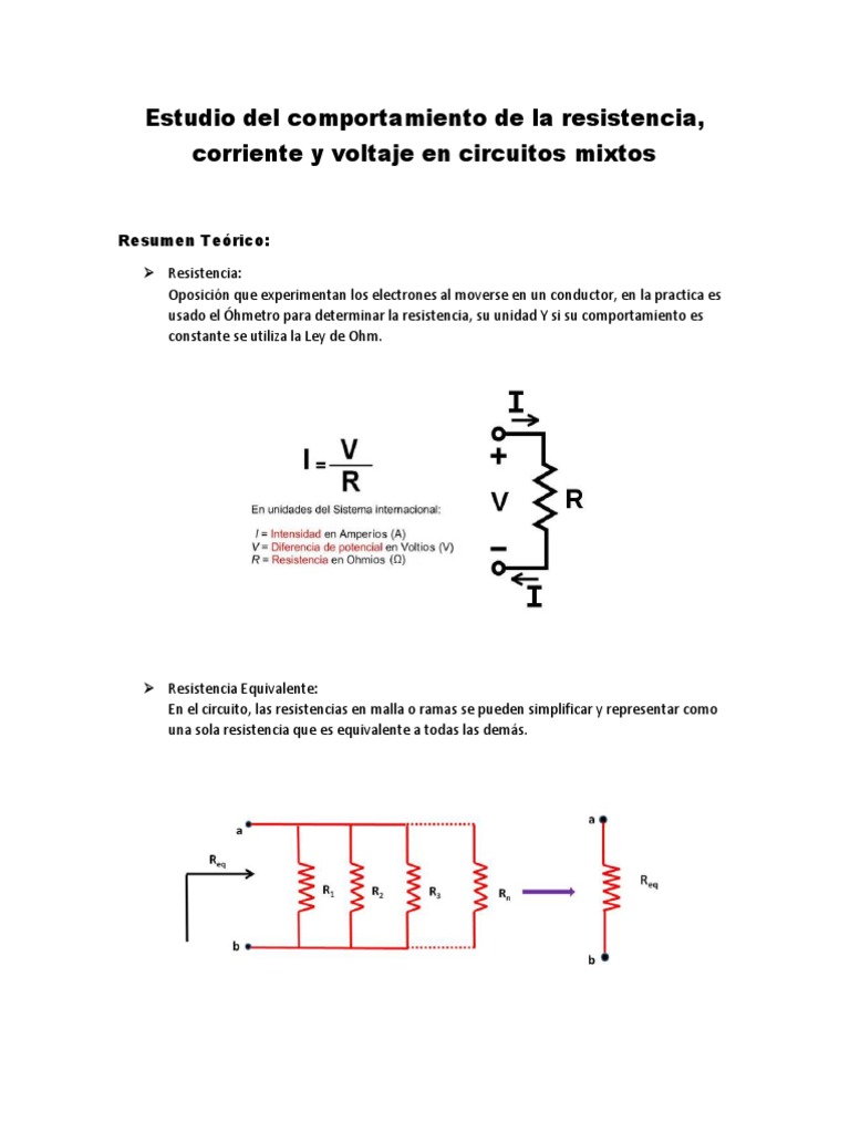 Informe 4 - Estudio Del Comportamiento de La Resistencia, Corriente y Voltaje en Circuitos ...