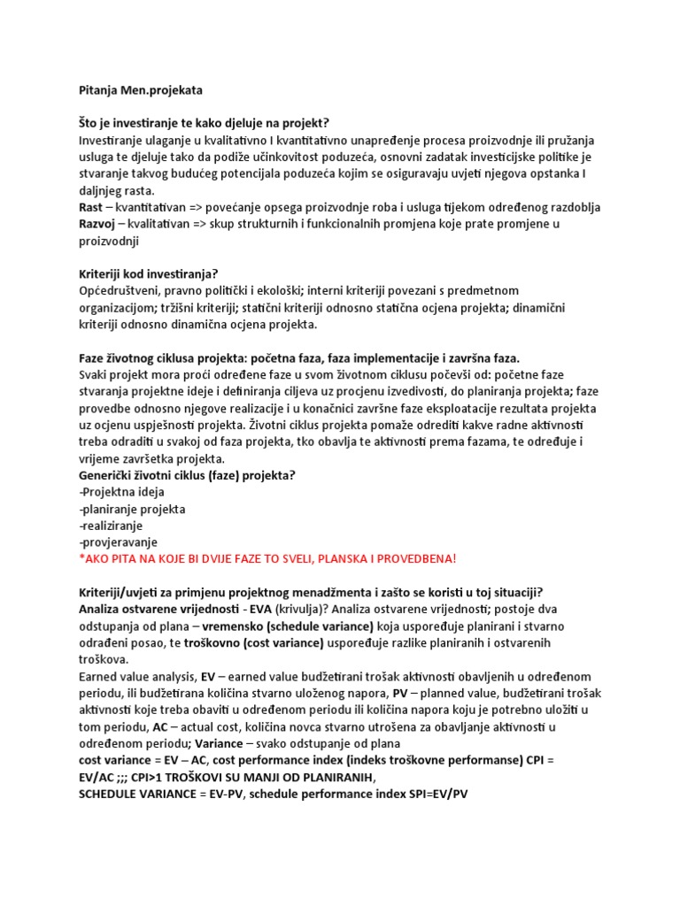 Pitanja-Menadžment Projekata Rokovi | PDF