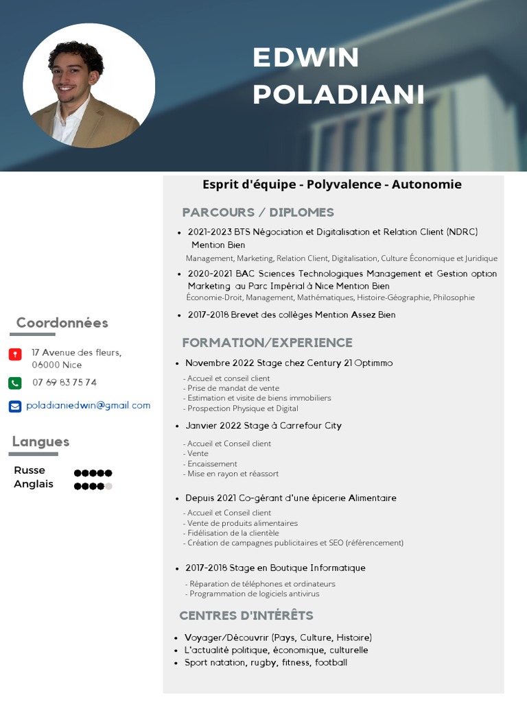 CV d'Edwin Poladiani - NDRC | PDF