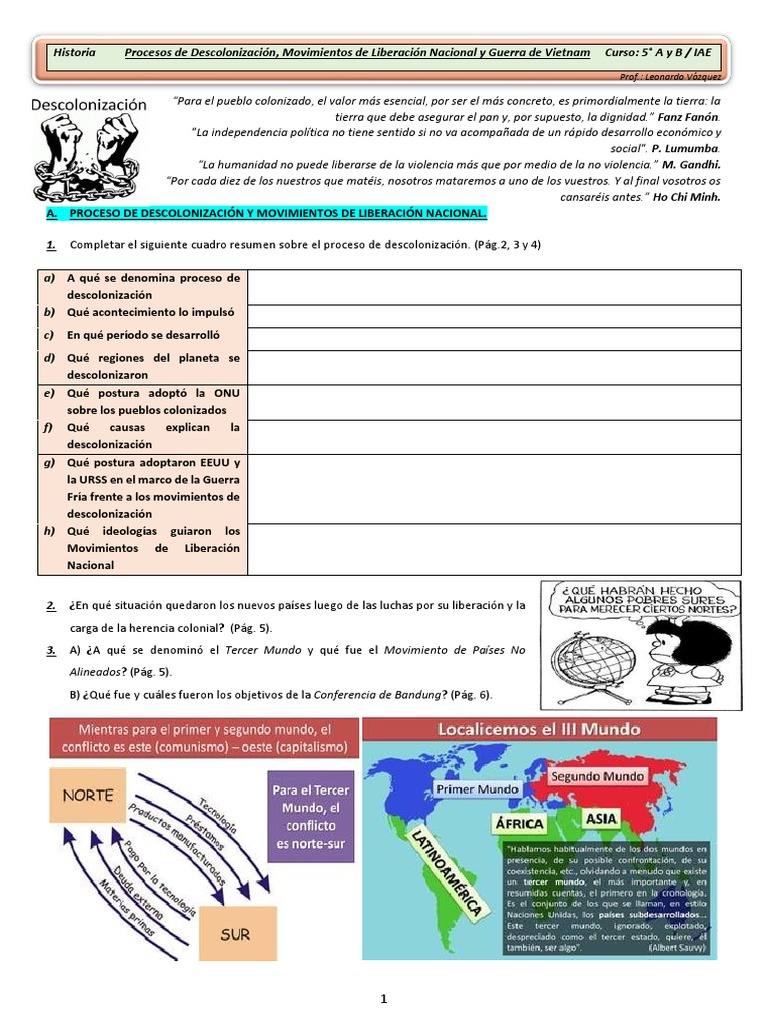 Guía Guerra de Vietnam 5° A y B 2023 Iae | PDF | guerra de Vietnam | Vietnam del Norte