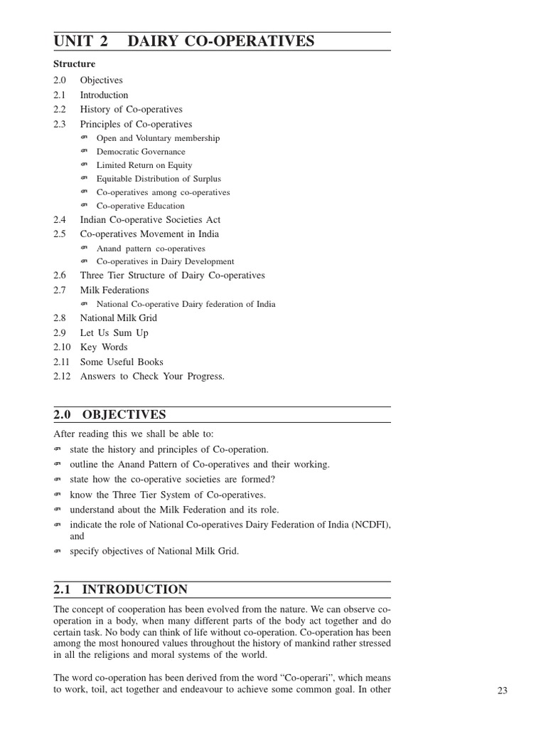 Unit 2 | PDF | Cooperative | Dairy