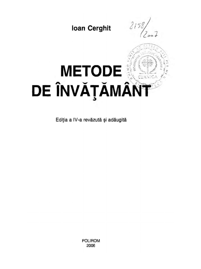 Cerghit - Metode de Invatamant | PDF
