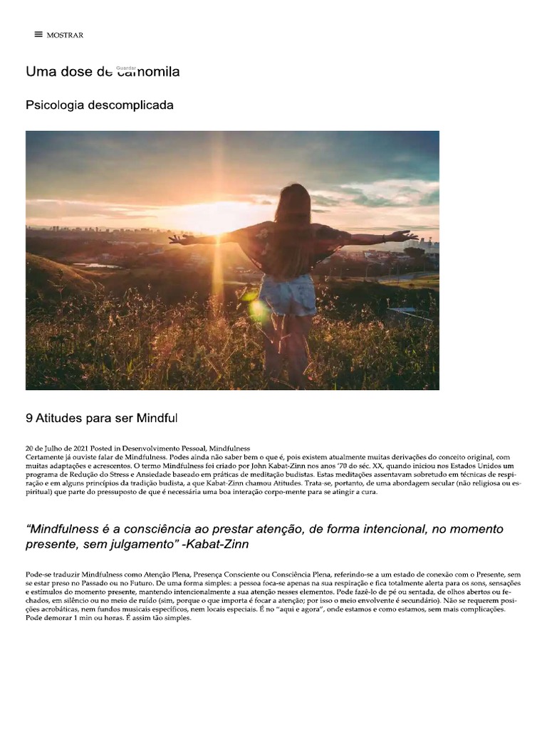 Artigo - 9 Atitudes para Ser M Indful | PDF