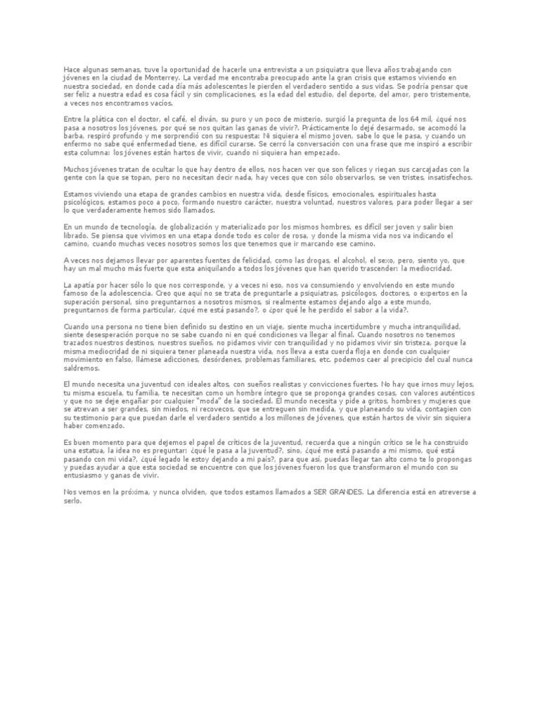 Reflexiones sobre la juventud y el atrevimiento | PDF