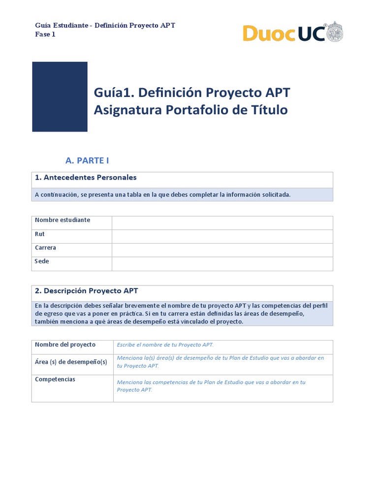 GuíaEstudiante - Fase 1 - Definición Proyecto APT | PDF | Metodología