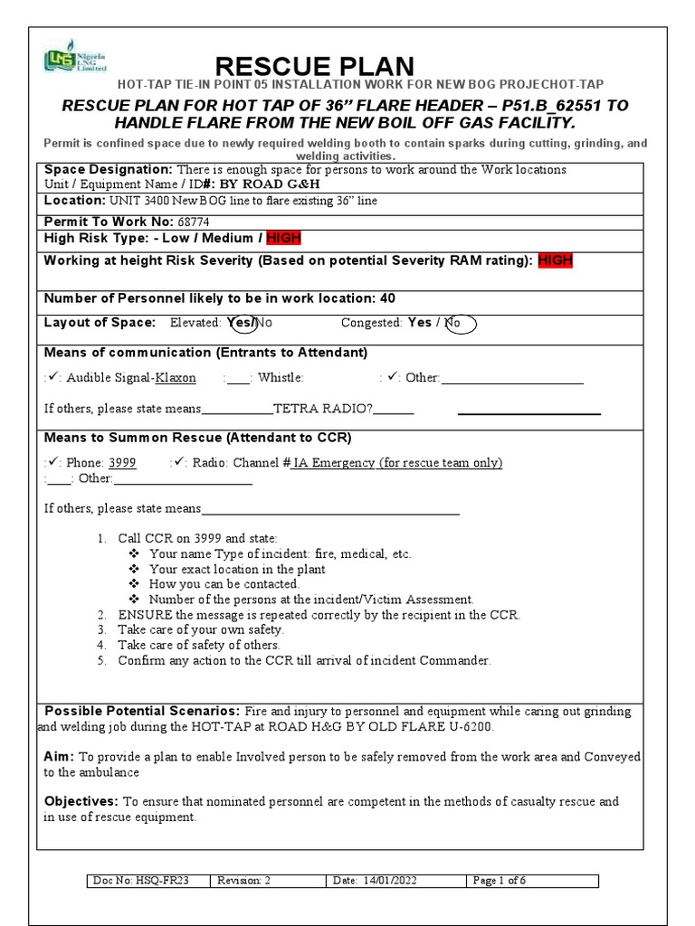 Hot-Tap Rescue Plan for Flare Header | PDF | First Aid | Stairs