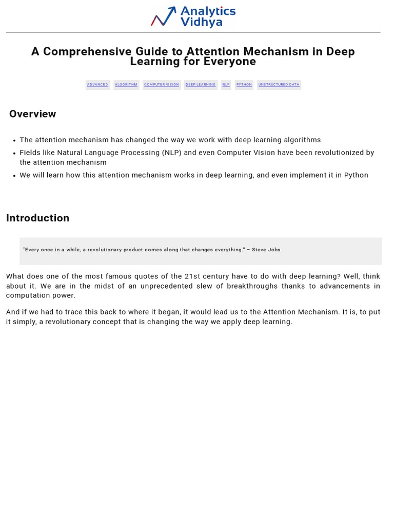 Comprehensive Guide Attention Mechanism Deep Learning | PDF | Matrix (Mathematics) | Attention