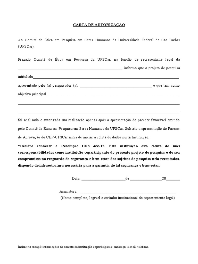 Modelo de Carta de Autorizacao v2020 | PDF Modelo de Carta de Autorizacao v2020 | PDF