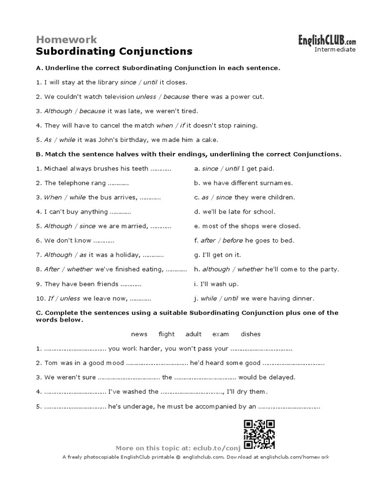 Conjunctions Subordinating | PDF | Language Mechanics | Linguistics