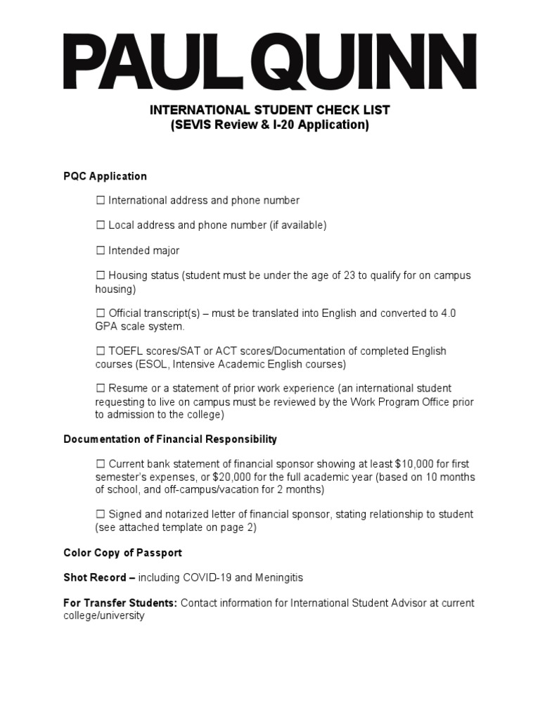 International Student Application Check List Fillable PDF | PDF International Student Application Check List Fillable PDF | PDF
