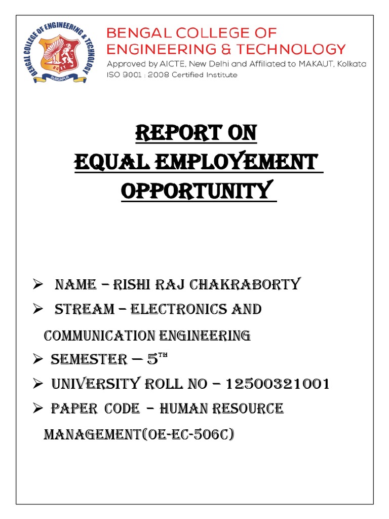 Report On Equal Employement Opportunity | PDF | Employment | Recruitment