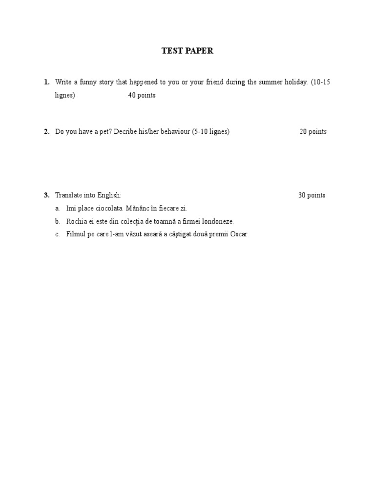 Test Paper | PDF
