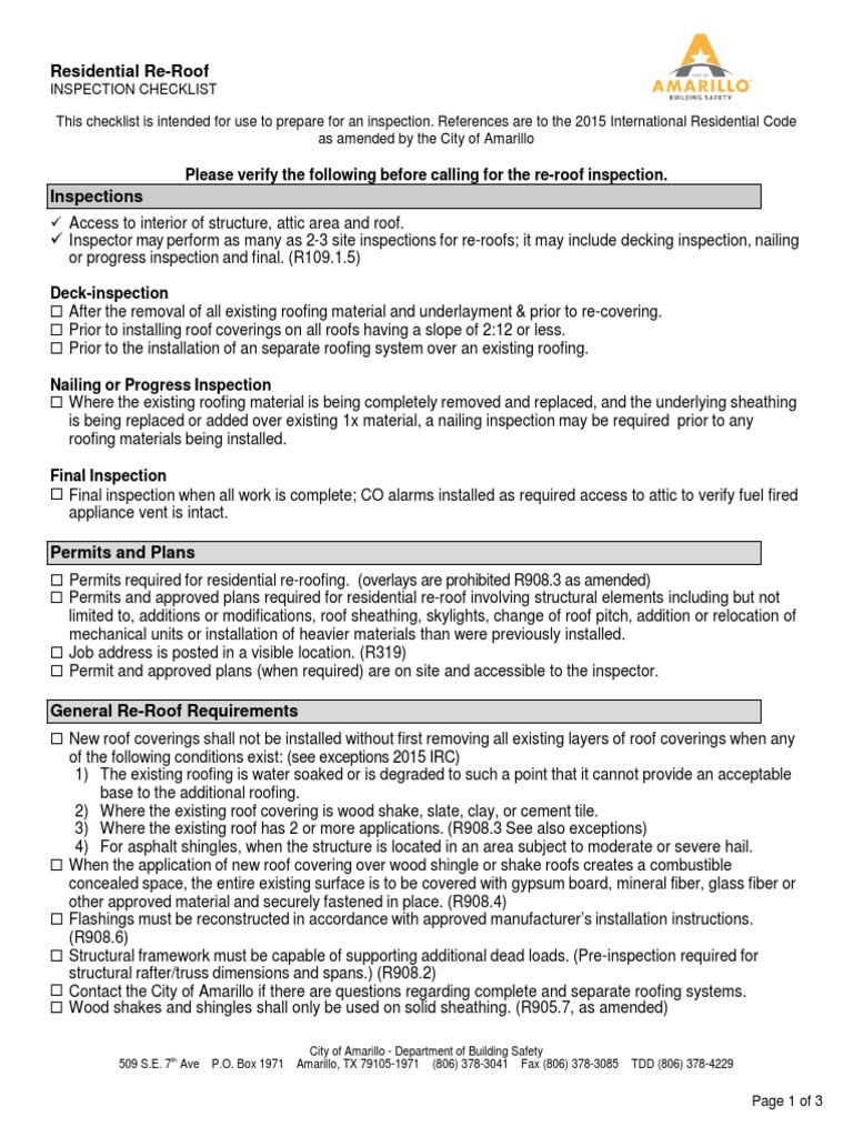 Roof Inspection Checklist Pdf
