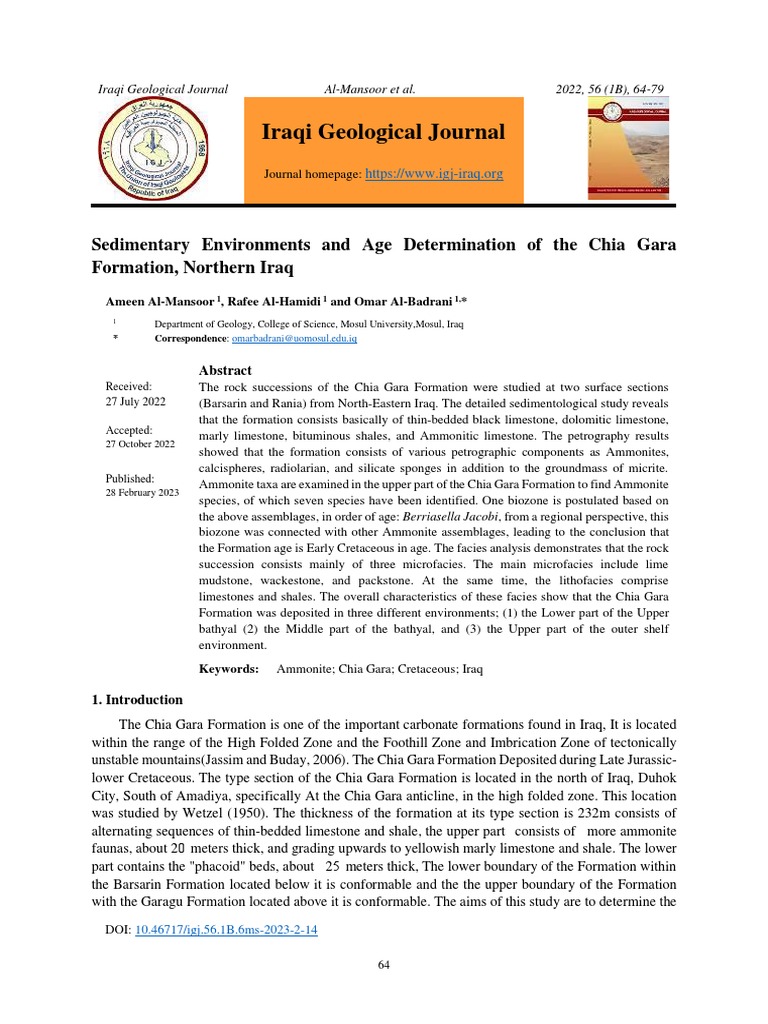 Iraqi Geological Journal | PDF