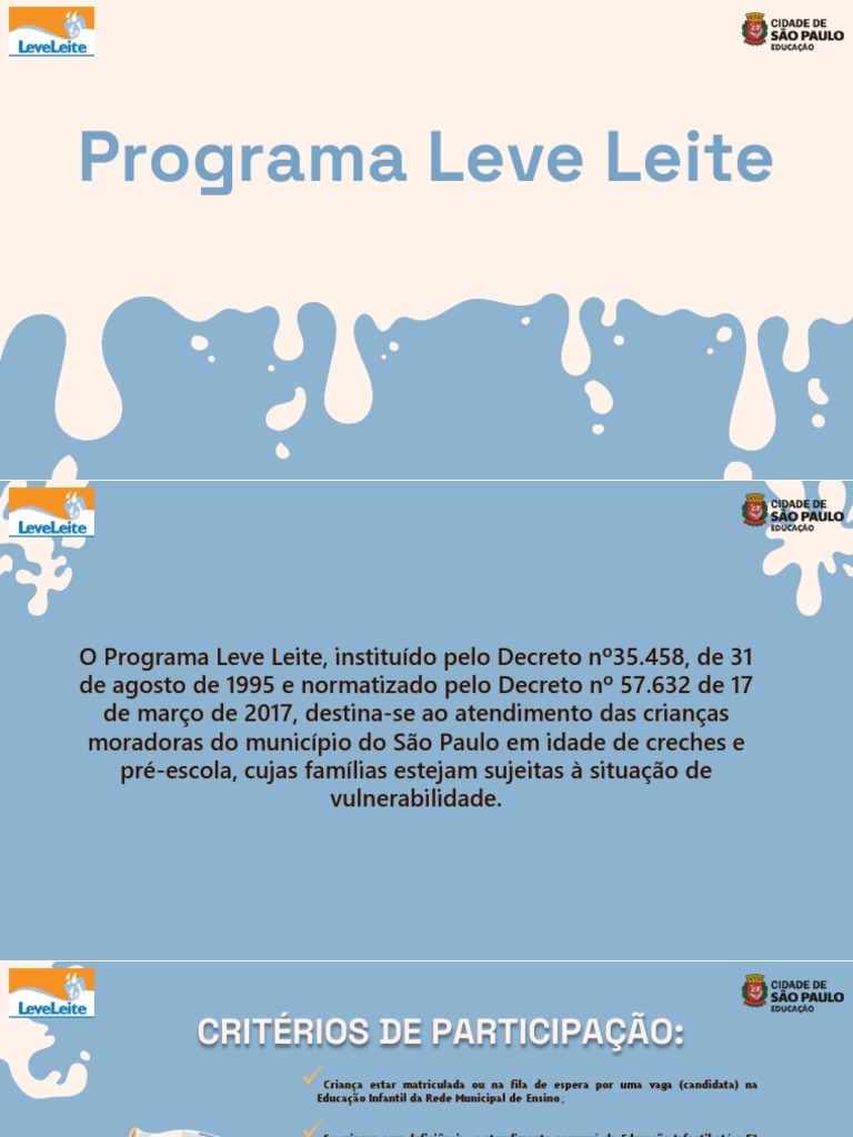 Programa Leve Leite em São Paulo | PDF | Pré-escola