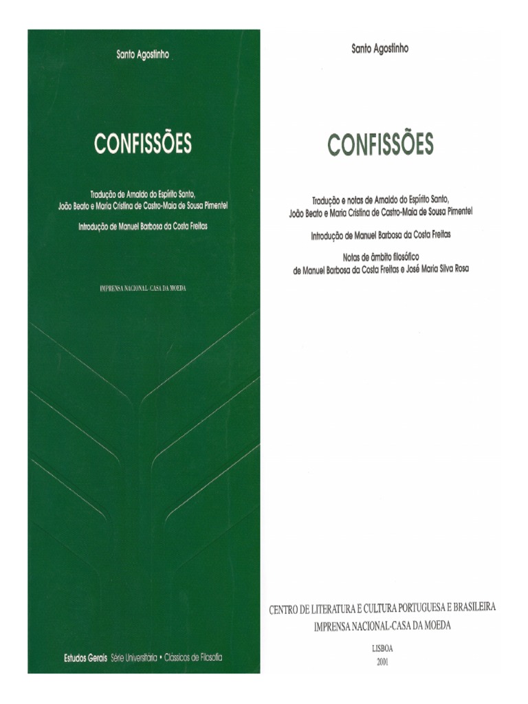 Augustini, Confissões, Edição Bilingue, Portugal Incm 2 | PDF | Deus ...