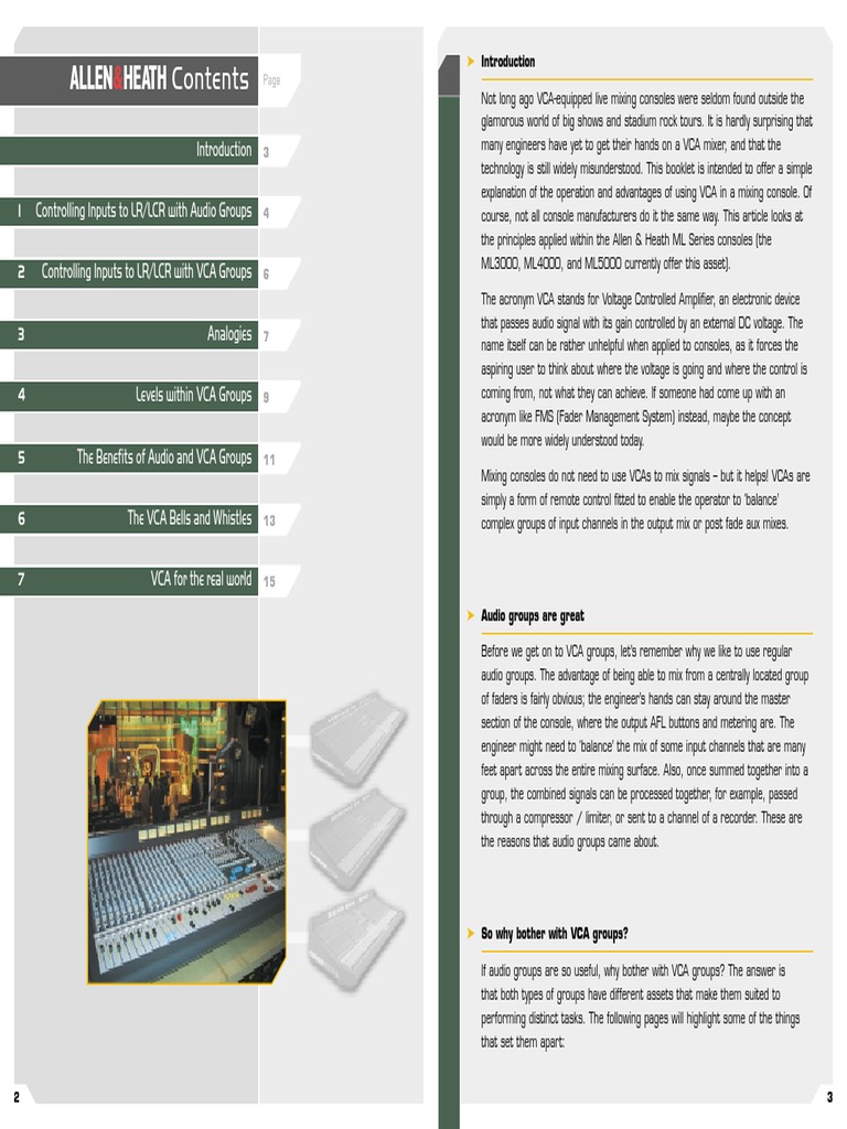 Understanding VCA in Audio Mixing | PDF | Sound Technology | Audio ...