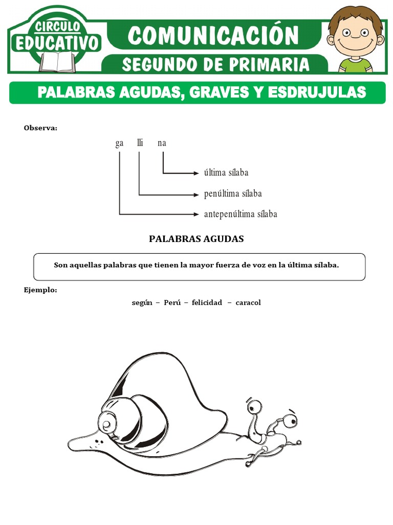 Palabras Agudas Graves y Esdrujulas para Segundo de Primaria | PDF ...