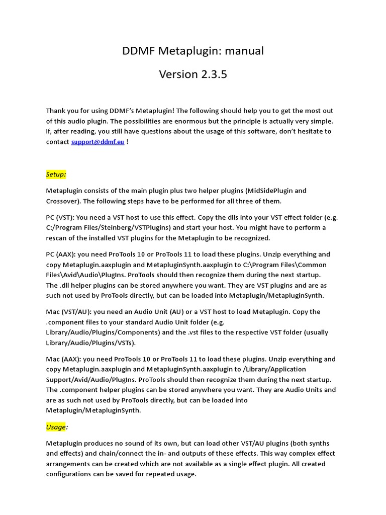 Metaplugin Manual | PDF | Software | Computer Science