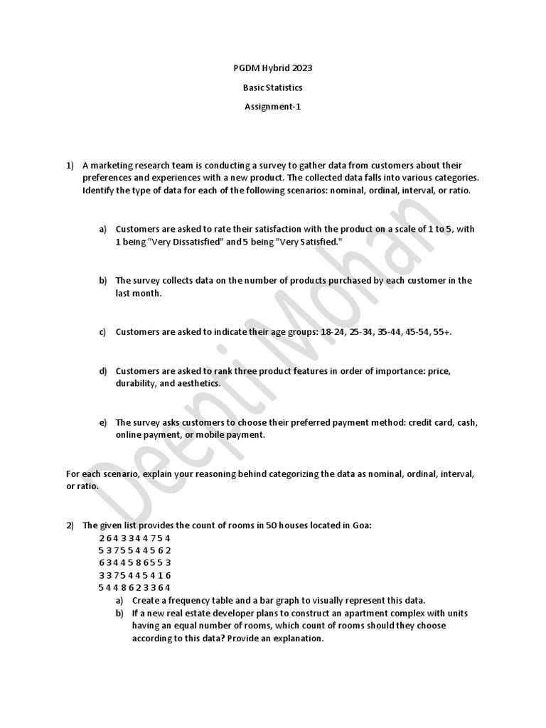 Basic Statistics Assignment 1 | PDF