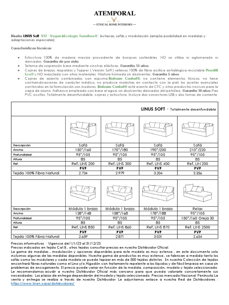 Linus Soft Precios - 1 | PDF | Sofá | Química