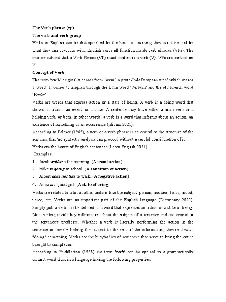 The Verb Phrase In English Syntax Download Free Pdf Verb Phrase