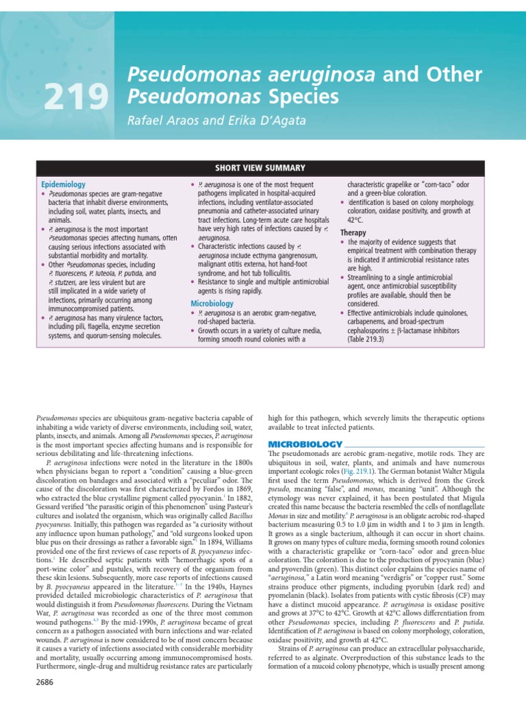 Pseudomonas Aeruginosa and Other Pseudomonas Species D Agata | PDF ...