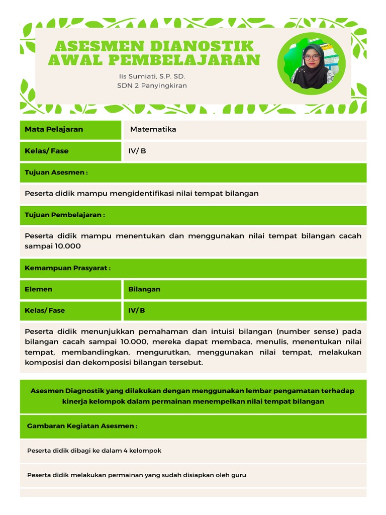 Asesmen Diagnostik Awal Matematika Kelas IV | PDF | Karier & Perkembangan