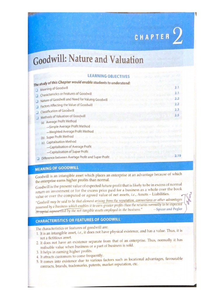 Goodwill Nature and Valuation | PDF