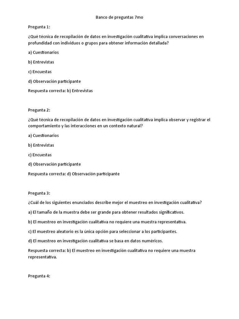 Preguntas sobre Investigación Cualitativa | PDF | Metodología de ...