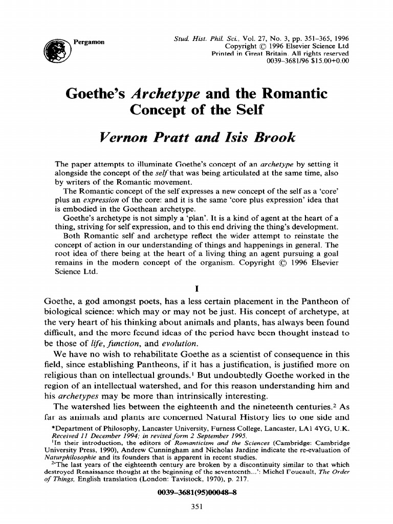 Goethes Archetype and the Romantic Self | PDF | Johann Wolfgang Von ...