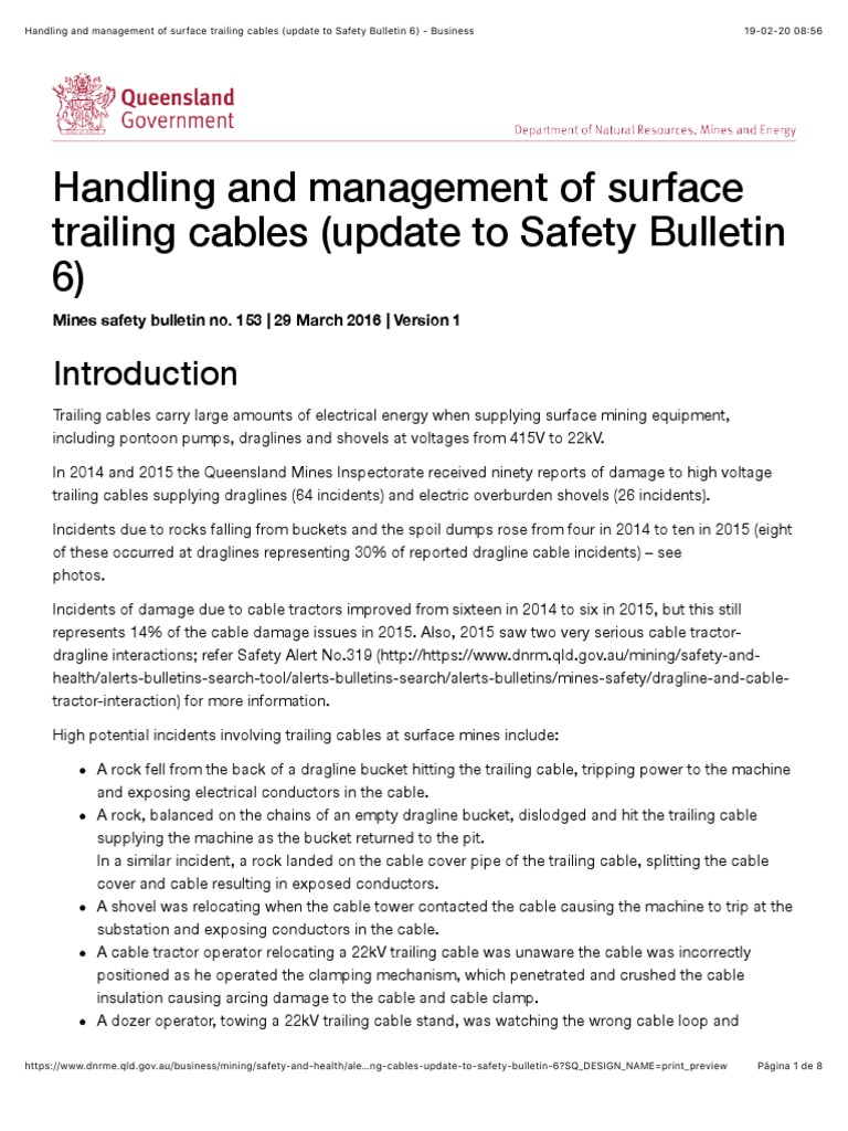 Trailing Cable Hazards in Surface Mining | PDF | Relay | Electrical ...