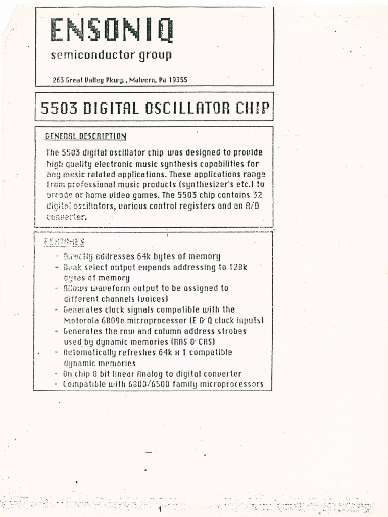 Digital Oscillator Chip Specs | PDF | Pointer (Computer Programming) | Computer Engineering