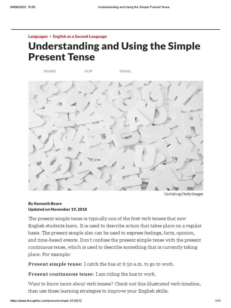 Understanding and Using The Simple Present Tense | PDF | Grammatical ...