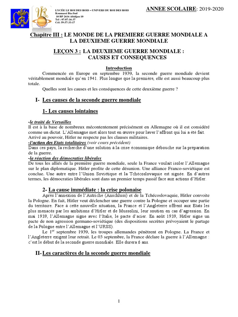 Causes et Conséquences de la WWII | PDF | Seconde Guerre mondiale ...