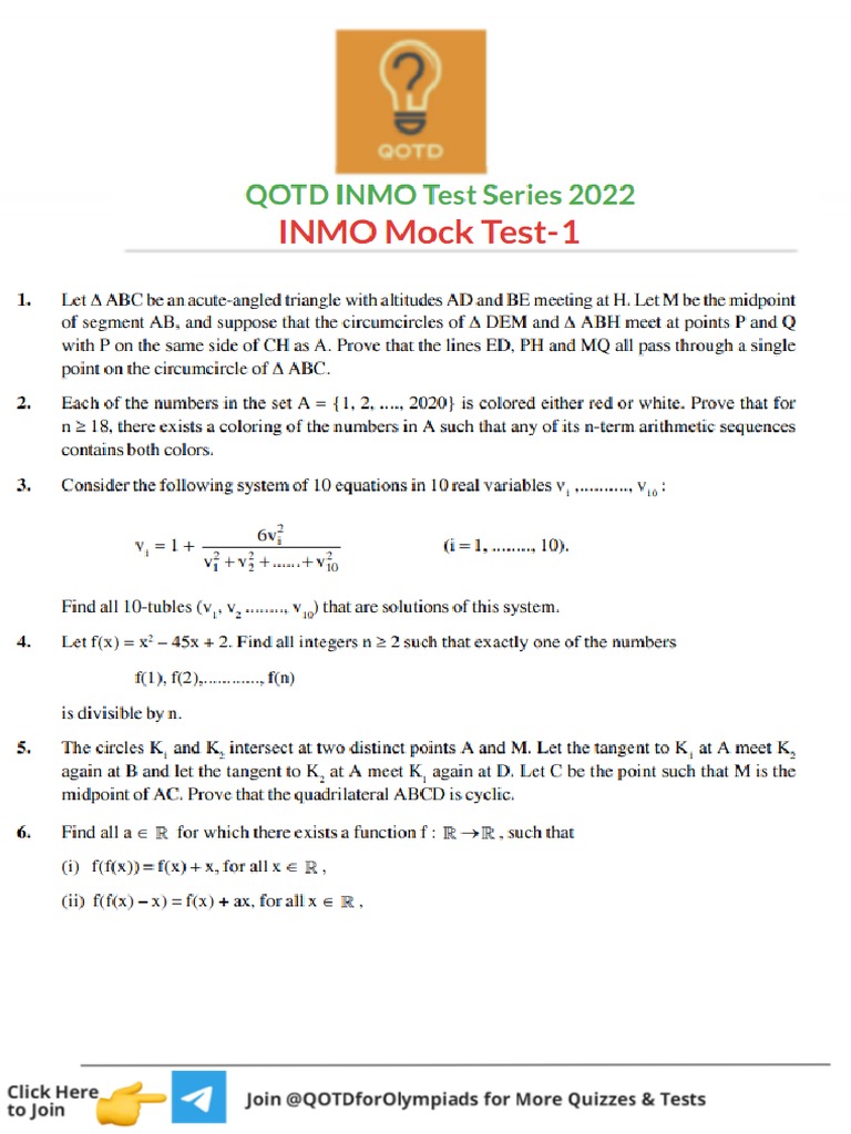 Qotd - Inmo 2022 MT-1 | PDF