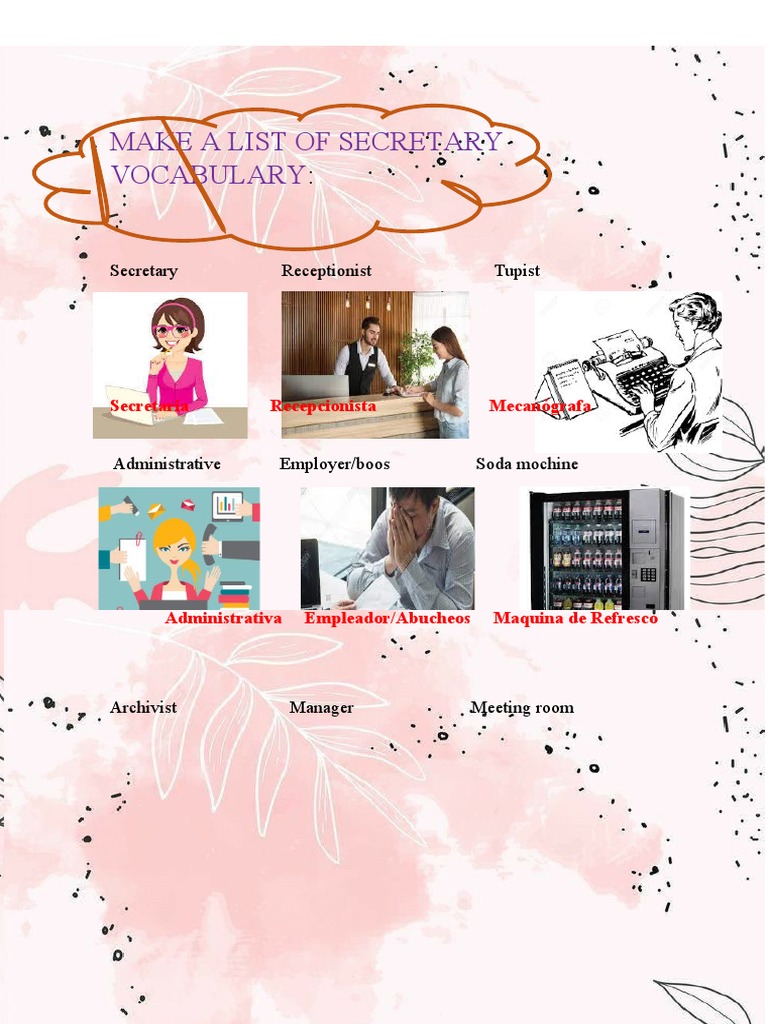 Secretary Vocabulary List | PDF