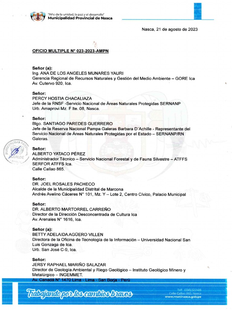 Oficio Multiple N°023-2023-Ampn | PDF