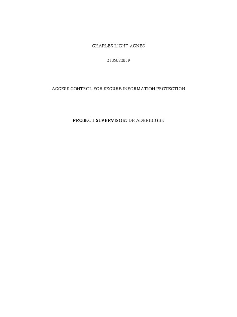 Access Control For Secure Information Protection Pdf Information Security Access Control