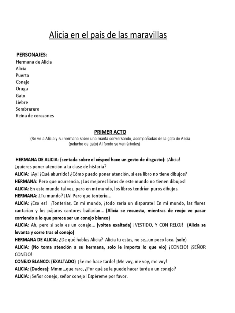 Alicia en El País de Las Maravillas | PDF | Las aventuras de Alicia en ...