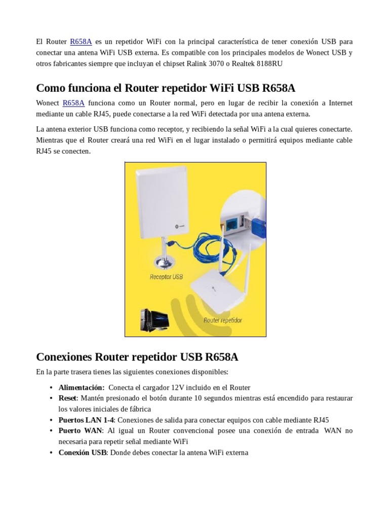 Manual Instrucciones Router WiFi USB R658A | PDF | Enrutador ...
