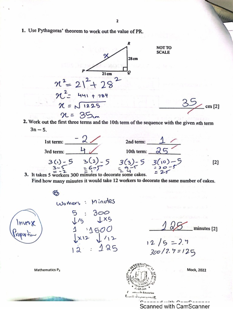 Mathematics Mock Exam 2022 | PDF