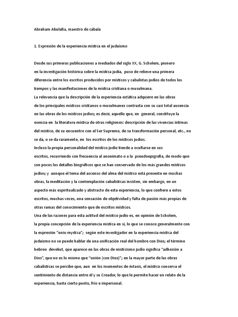 Abraham Abulafia Y LA CABALA MEDIEVAL | PDF