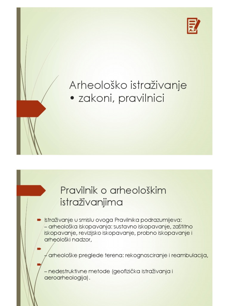 Arheološko Istraživanje - Zakoni I Pravilnici 2 | PDF