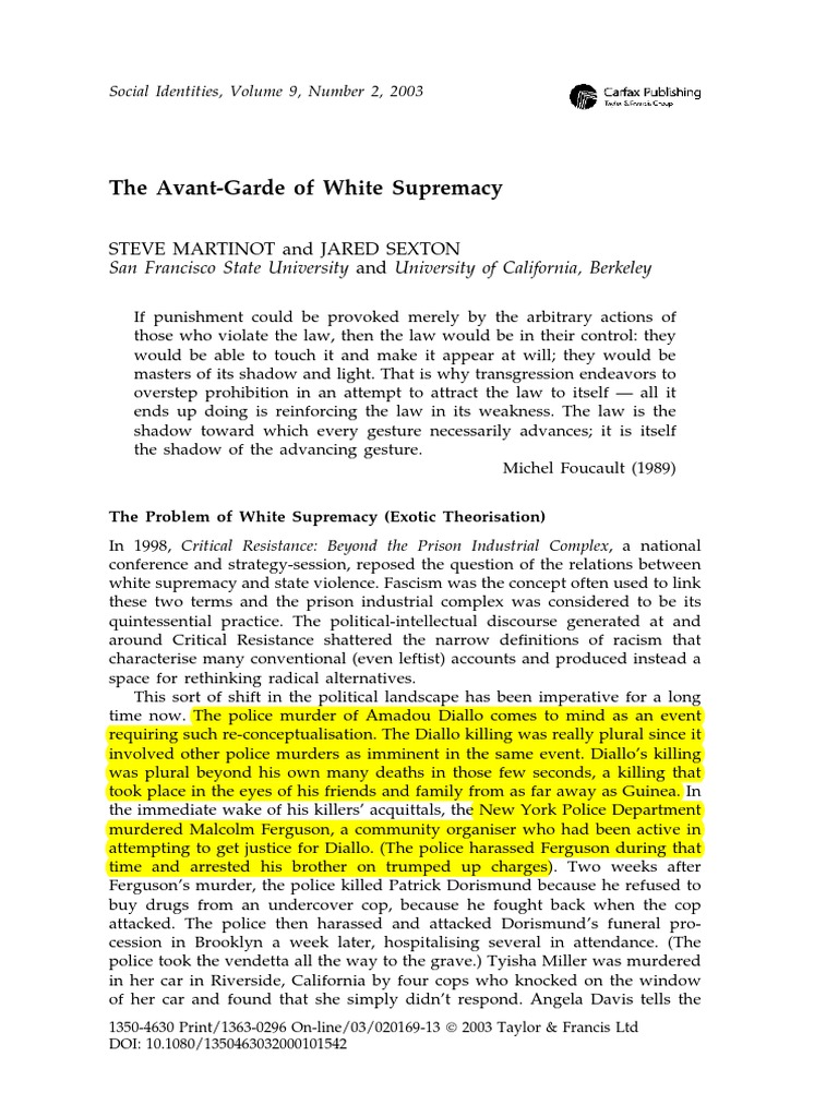 The Avant-Garde of White Supremacy | PDF