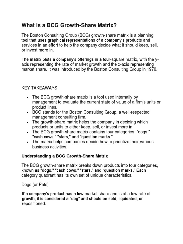 BCG Matrix | PDF | Finance & Money Management | Law