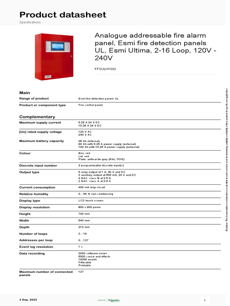 Esmi Fire Detection Panels UL - FFSULH1002 | PDF