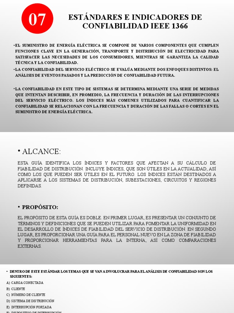 07 Estándares e Indicadores de Confiabilidad IEEE 1366 | PDF
