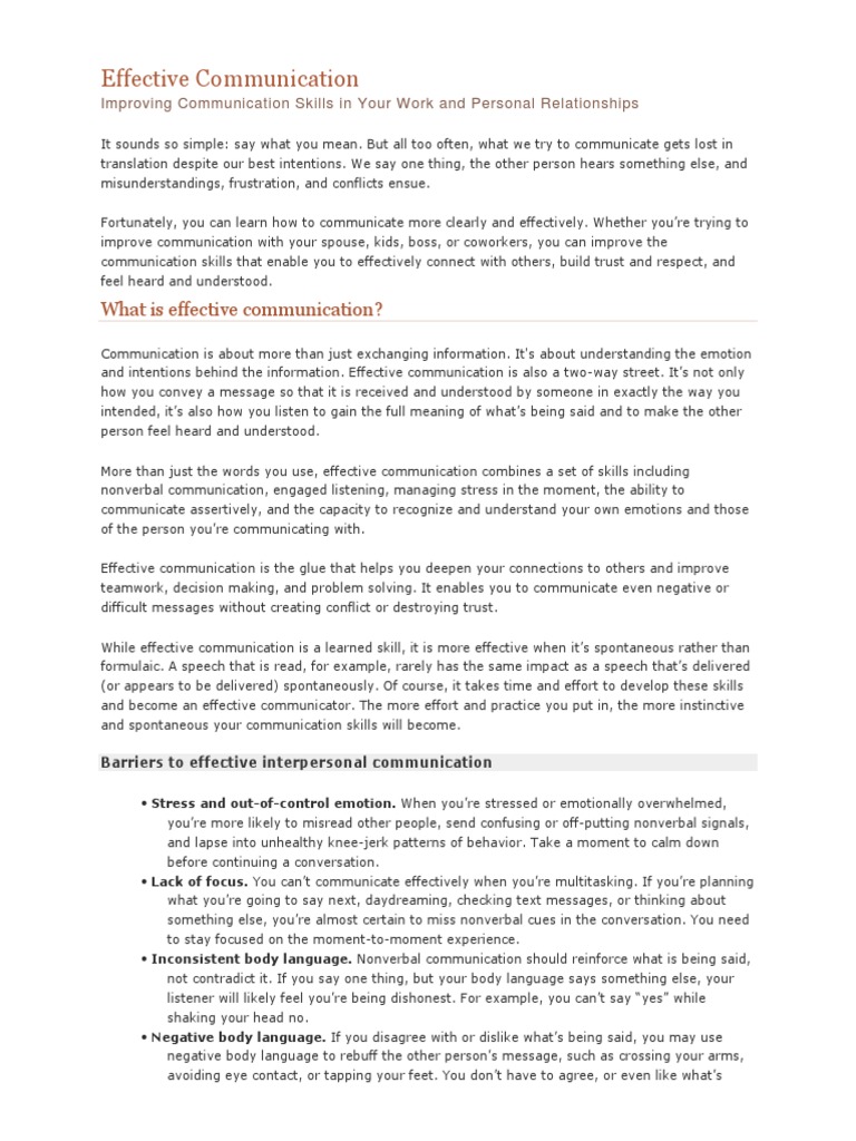 Communication Skills | PDF