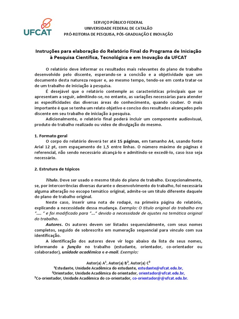 Modelo Relatorio Final Proip | PDF